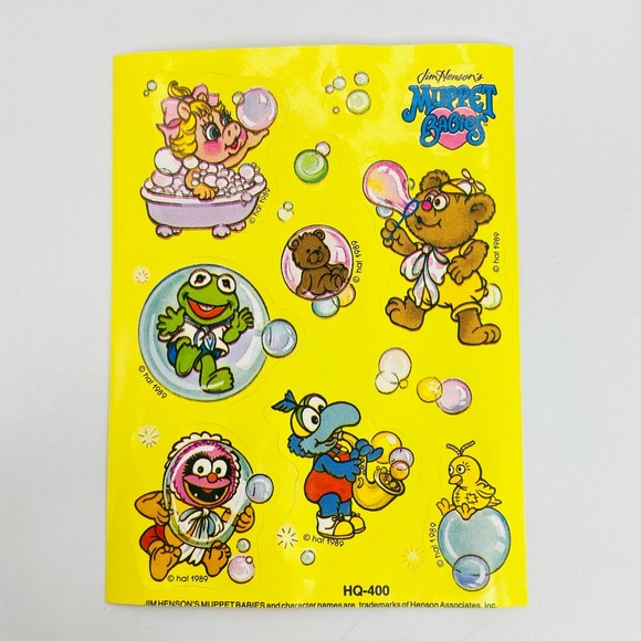 Design | Vintage Muppet Babies Sticker Sheet 8s Jim Hensons Bathtime ...
